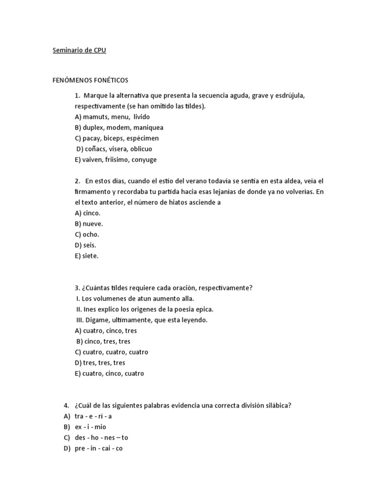 Segundo Seminario Del Cpu 2022 | PDF | Adjetivo | Sustantivo