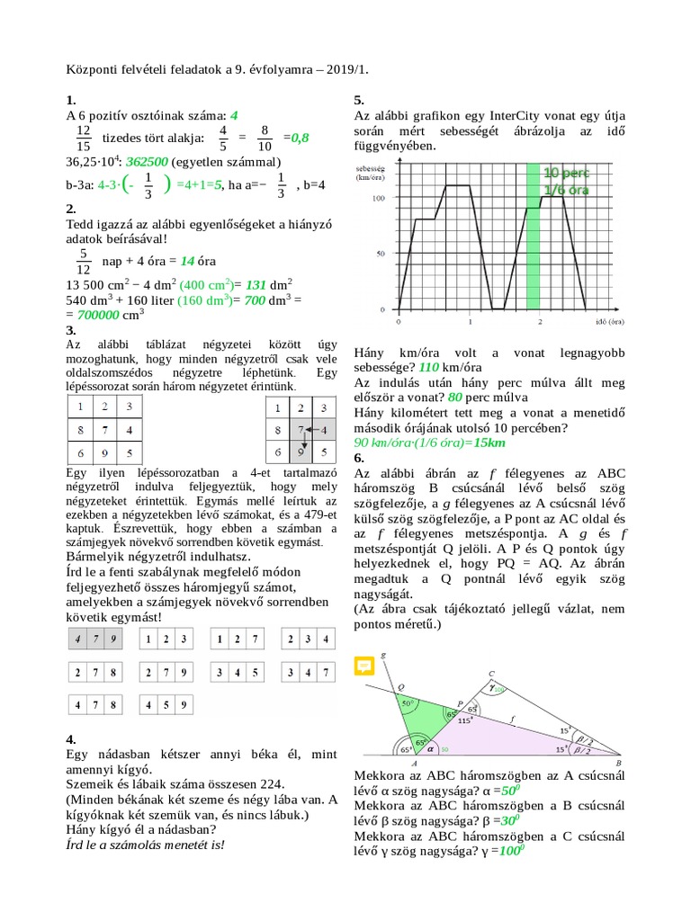 Felv 8 2019 1 Feladatlap Mo | PDF