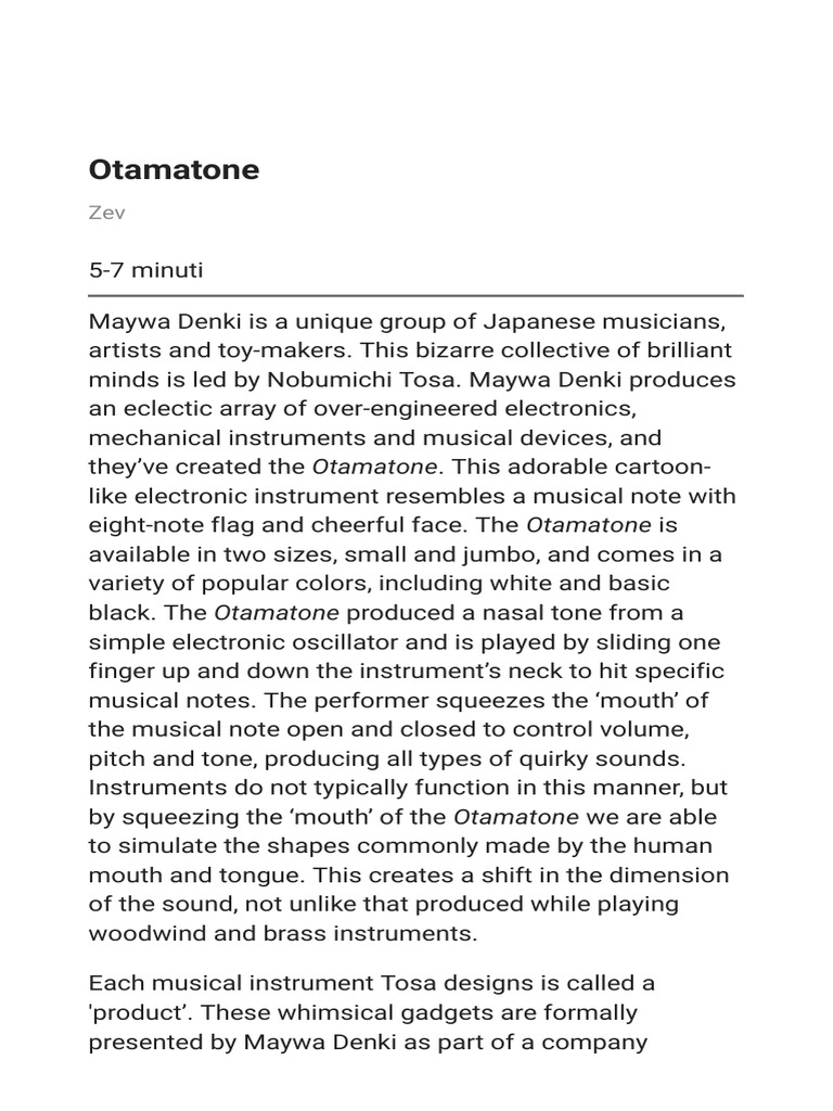 OTAMATONE | PDF | Singing | Musical Instruments
