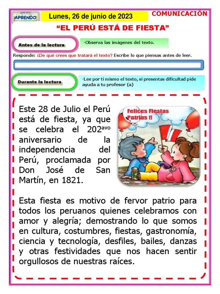 El Perú celebra su independencia | PDF | Estudios de idiomas extranjeros
