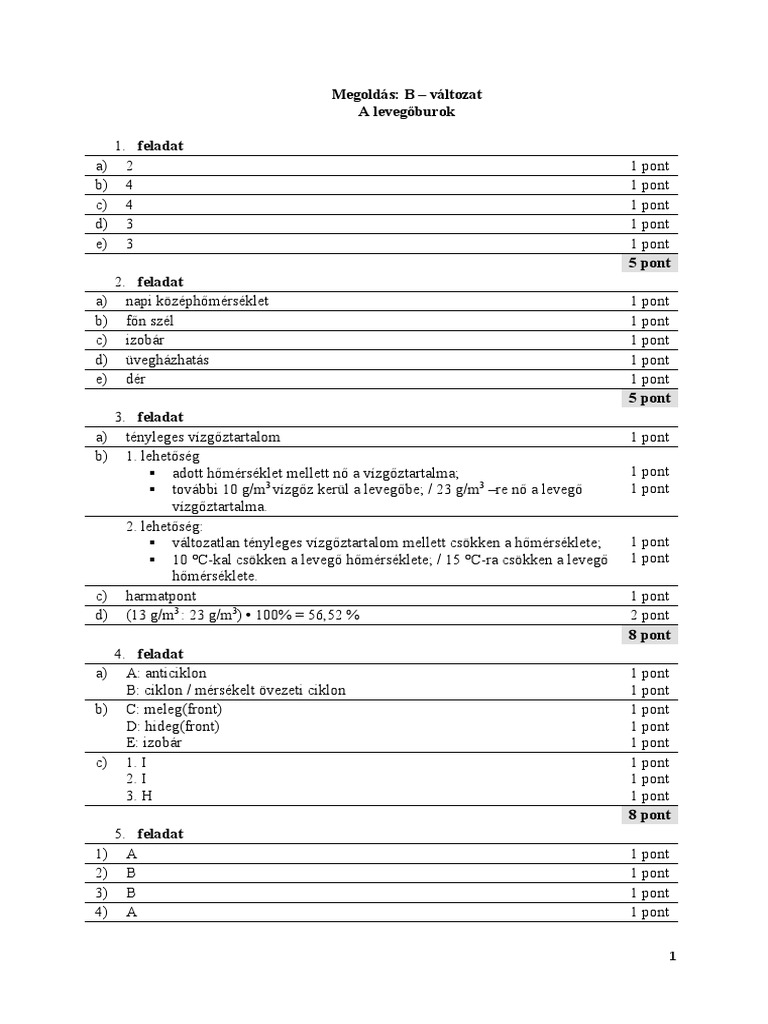 3 Levegoburok B Megoldas | PDF