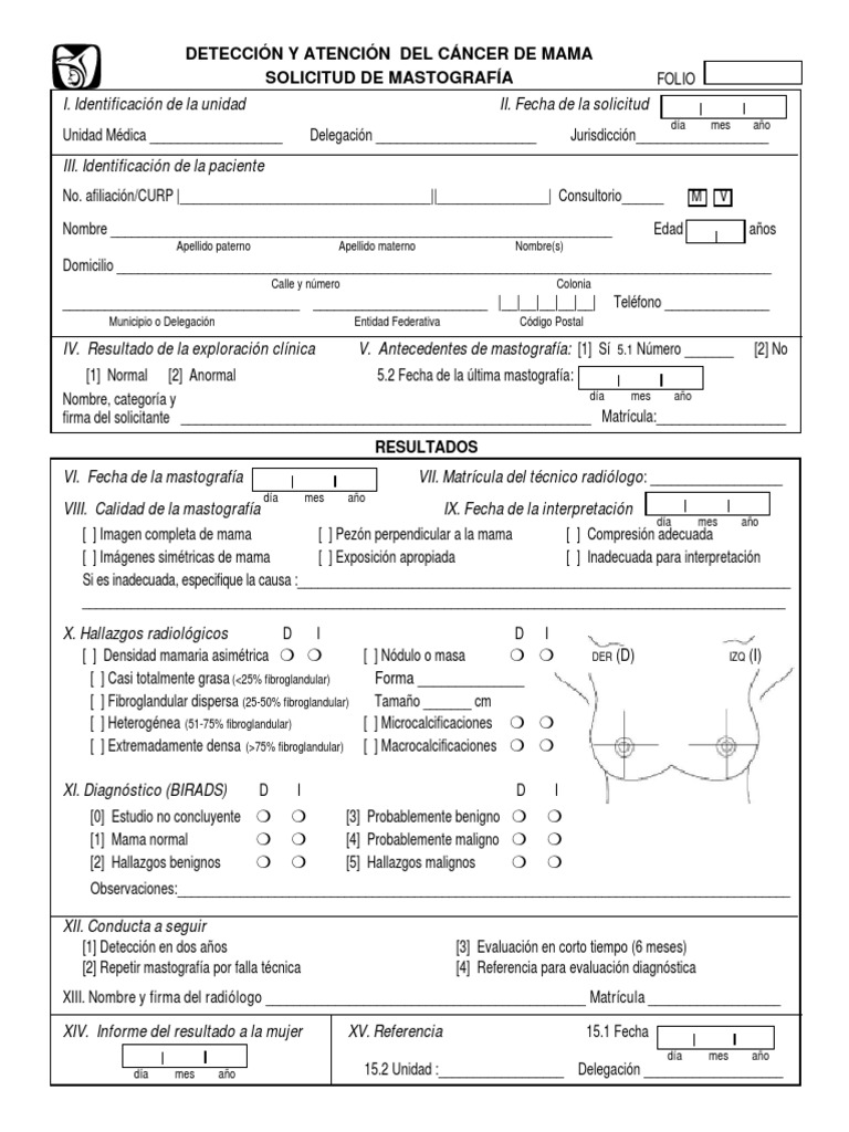 Formato Solicitud Mastografía | PDF | Cáncer de mama | Epidemiología