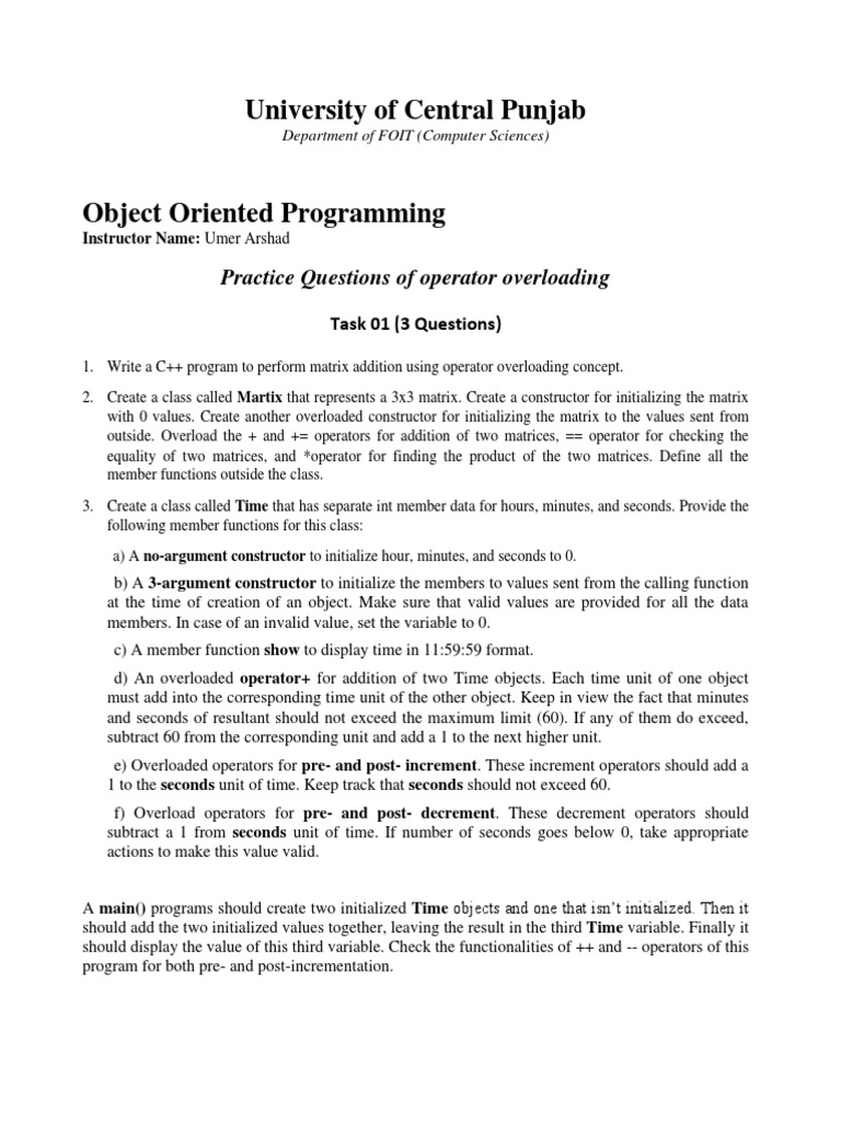 Practise Questions | PDF | Matrix (Mathematics) | Constructor (Object Oriented Programming)
