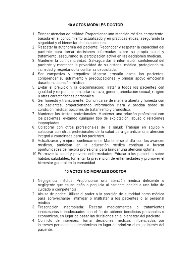 10 Actos Morales Doctor | PDF | Policía | Corrupción política