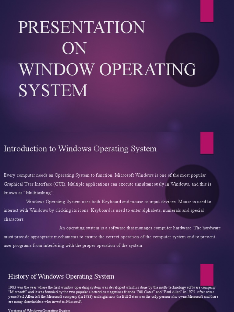 Presentation On Window Oper. Ankita | PDF | Graphical User Interfaces | Microsoft Windows