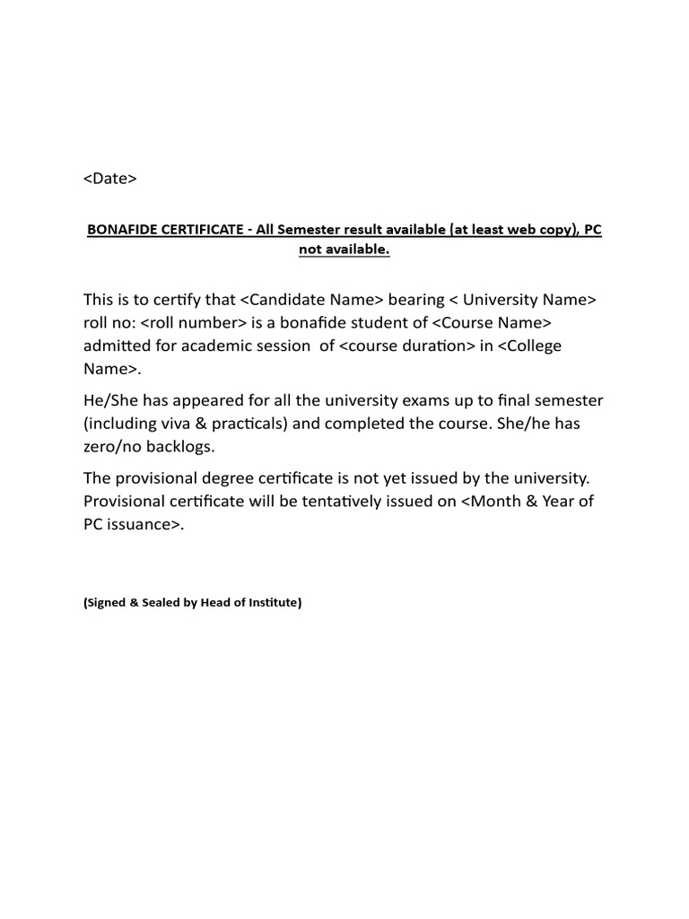 Bonafide Certificate Sample Pdf