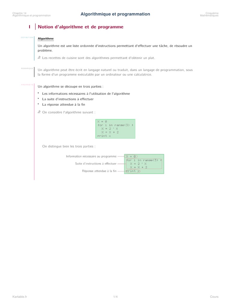 Initiation à l'algorithmique | PDF | Structure de contrôle | Programmation informatique