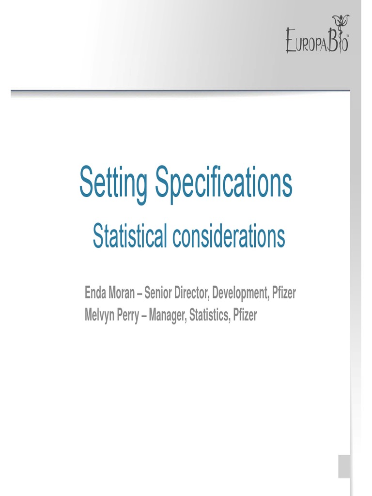 Presentation Setting Specifications Statistical Considerations Enda ...
