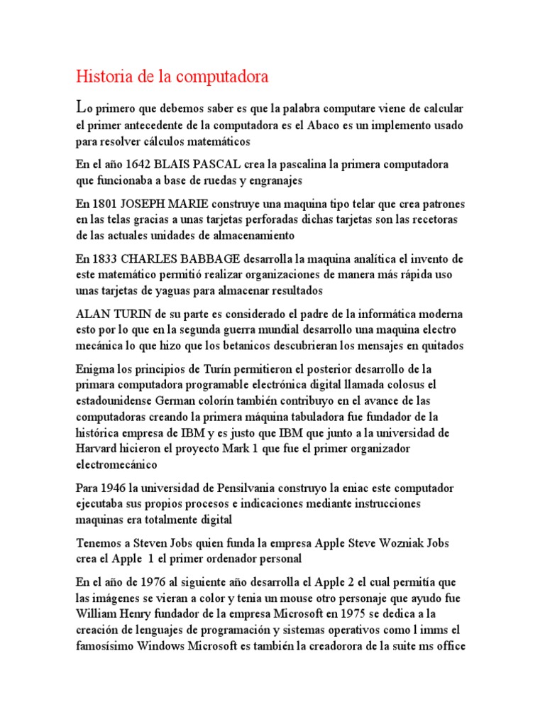 Historia de La Computadora 2 | PDF | Apple Inc. | Ingeniería Informática