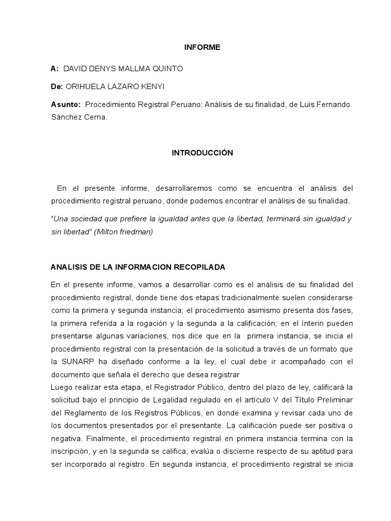 Informe Registral Sunarp | PDF | Judicaturas | Justicia