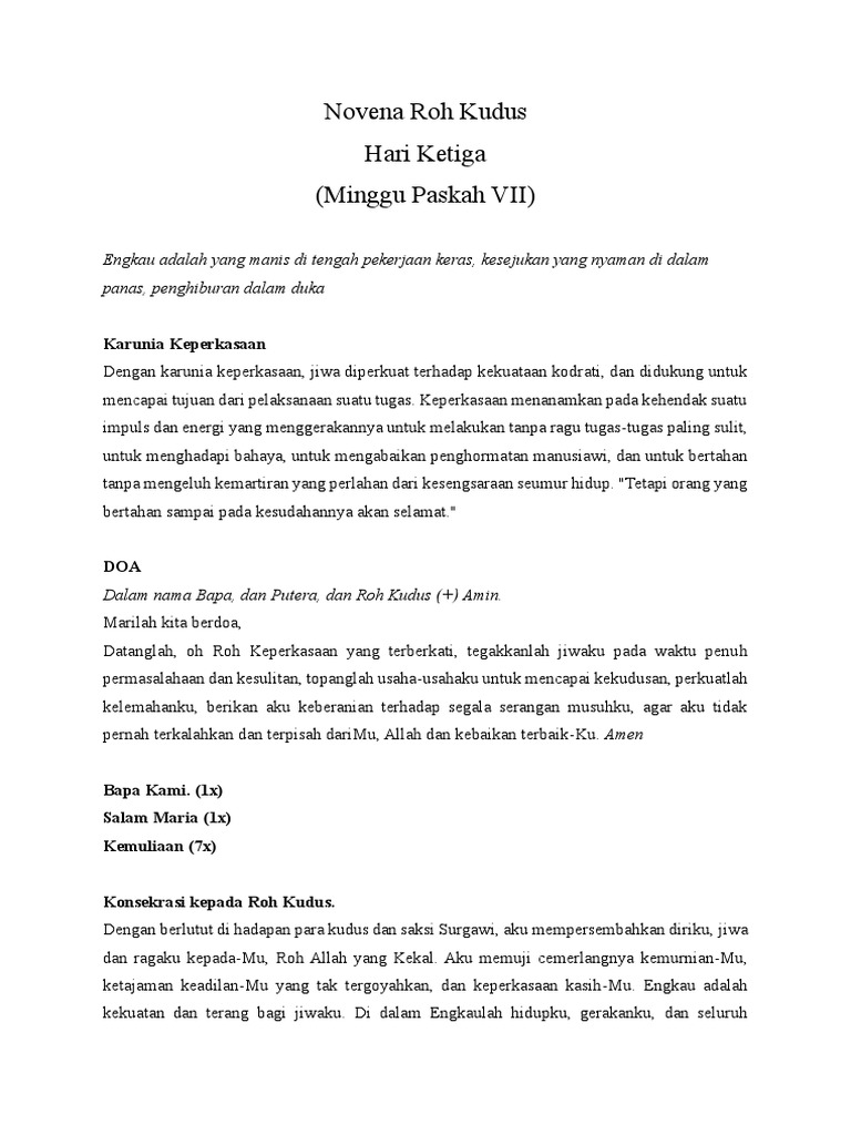 Novena Roh Kudus EWTN - Day 4 | PDF | Filsafat | Agama & Spiritualitas