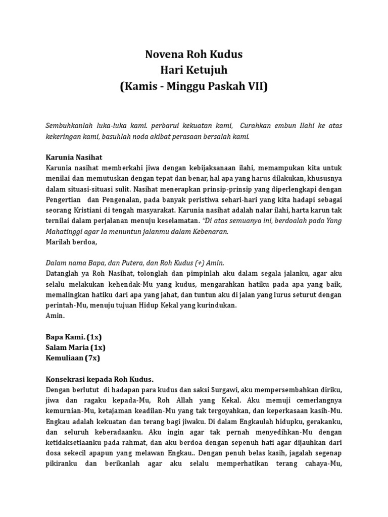 Novena Roh Kudus EWTN - Day 7 | PDF | Filsafat