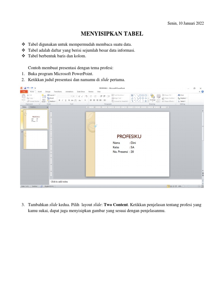 materi menyisipkan tabel pada ms. powerpoint | PDF