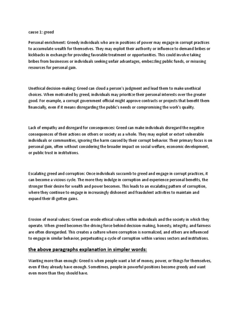 Corruption Greed | PDF | Corruption | Bribery