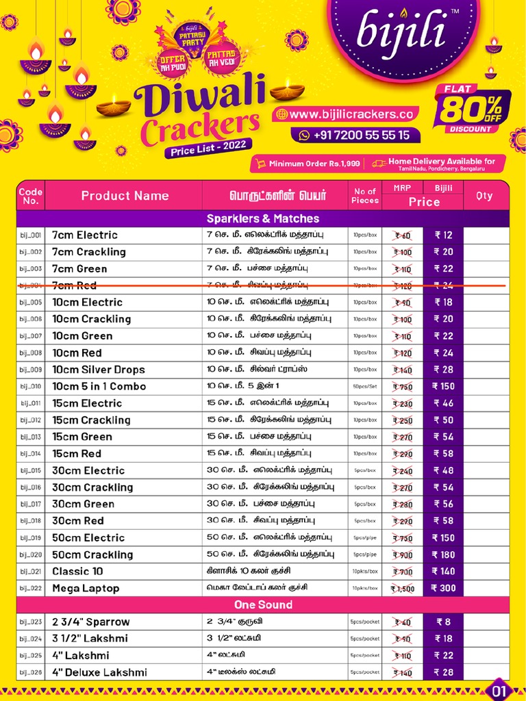 Bijili Crackers Price List 2022 | PDF
