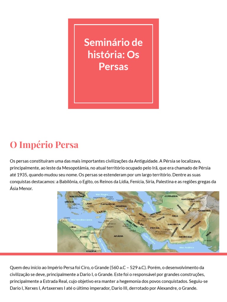 Seminário de História - Os Persas | PDF | Império Aquemênida | Grécia Antiga