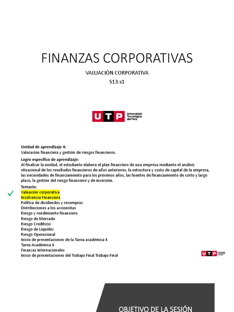 S13.s1 Valuación Corporativa | PDF | Flujo de caja descontado | Valoración (Finanzas)