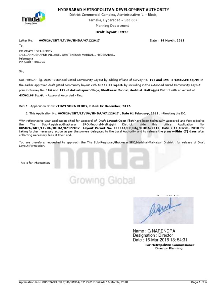 HMDA Approval for Extended Gated Community Layout | PDF | Justice ...