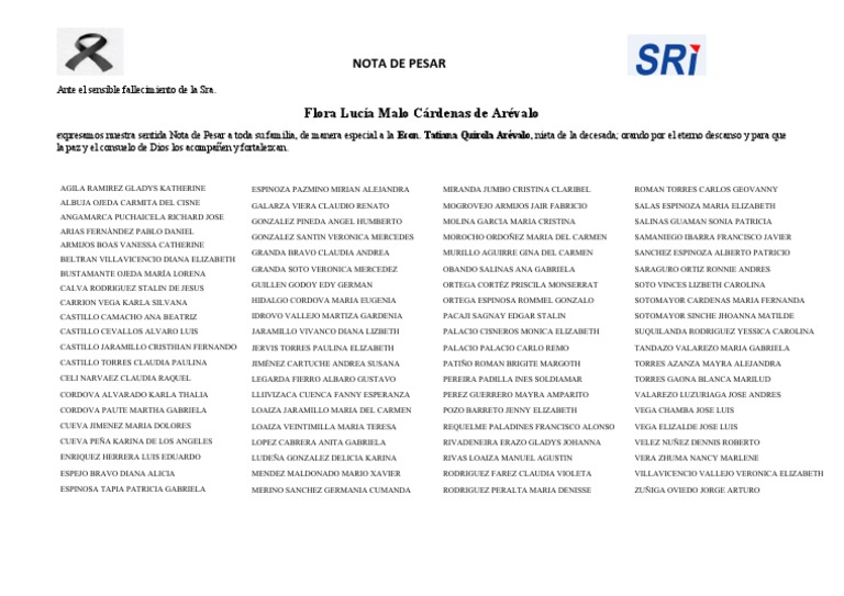 Nota de Pesar por Flora Cárdenas | PDF