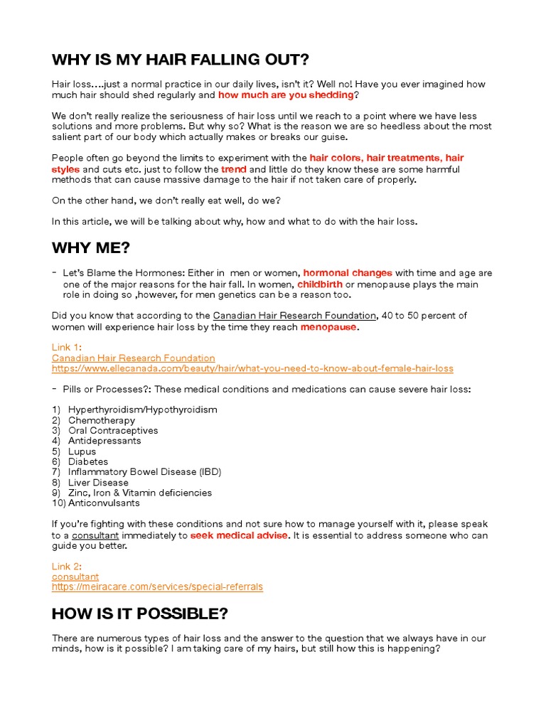 Why Is My Hair Falling Out? | PDF | Hair Loss | Causes Of Death