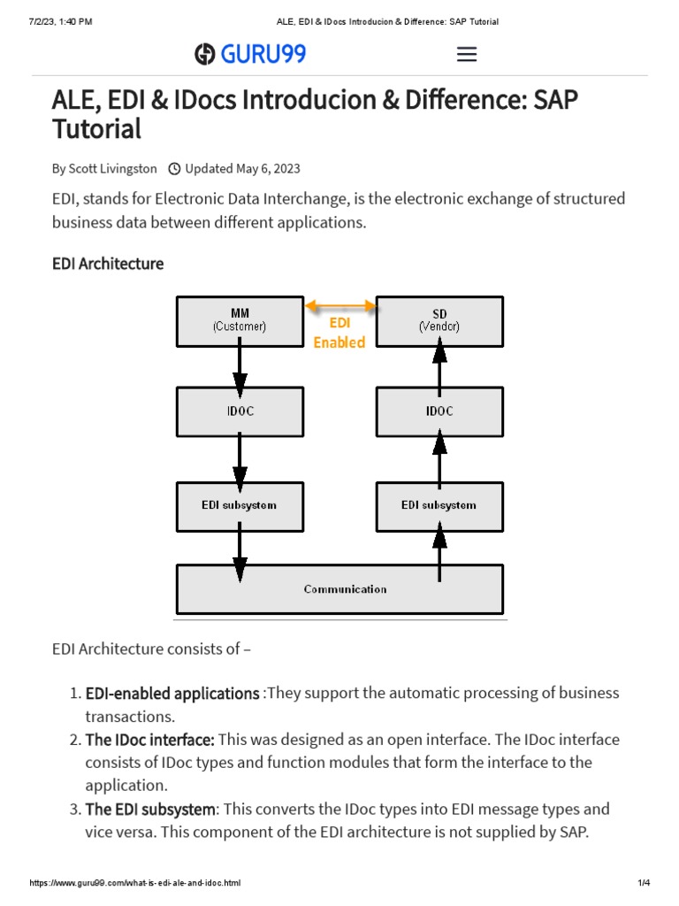 ALE, EDI & IDocs Introducion & Difference - SAP Tutorial | PDF | Electronic Data Interchange ...
