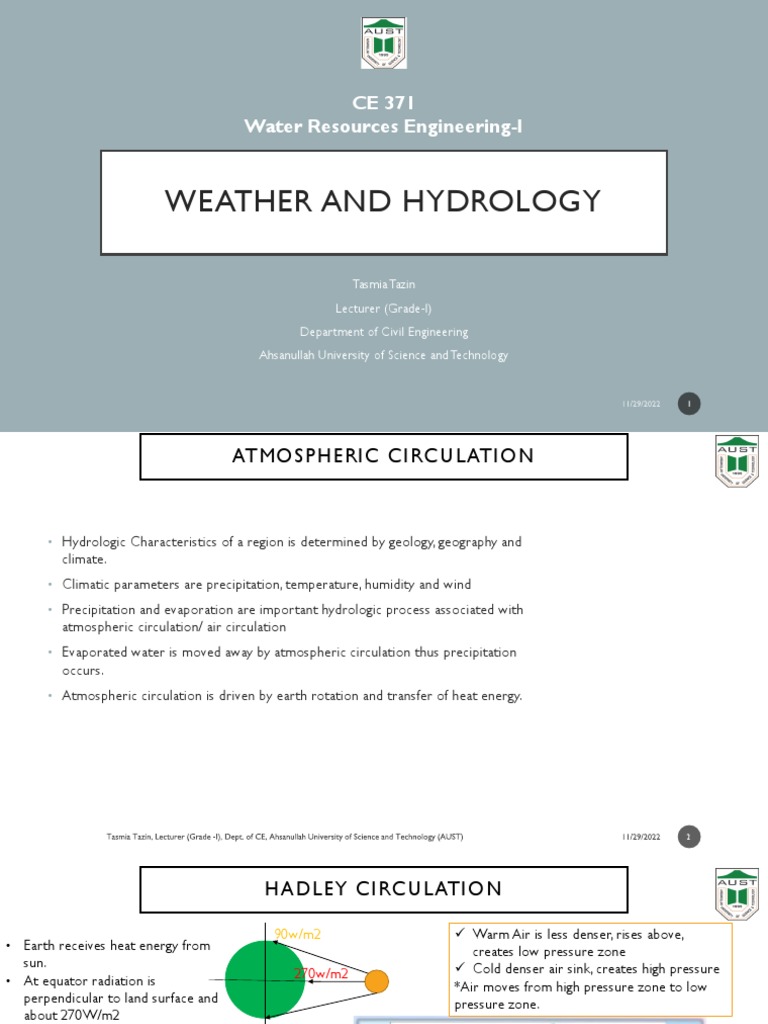Weather and Hydrology | PDF | Atmosphere Of Earth | Atmospheric Circulation