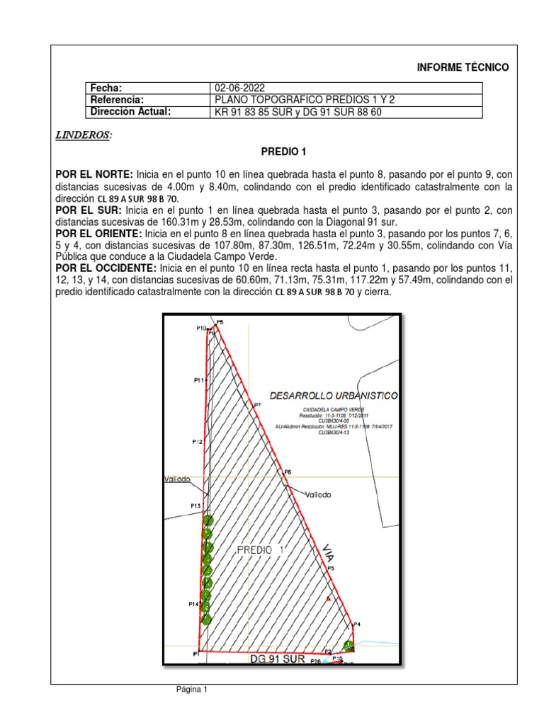 Informe Tecnico de Linderos | PDF