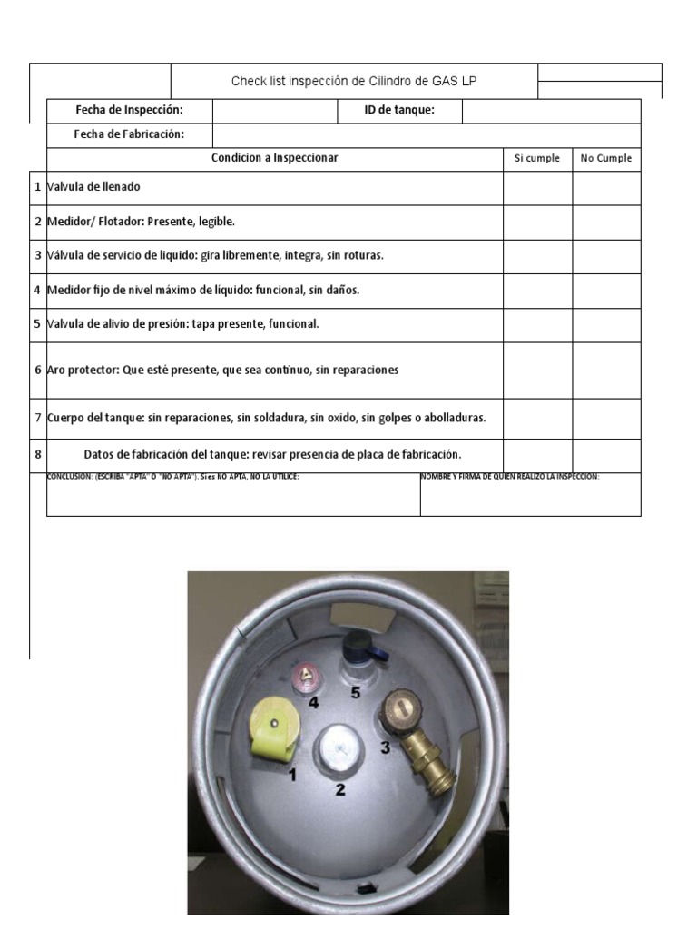 Check List Tanque gas LP | PDF