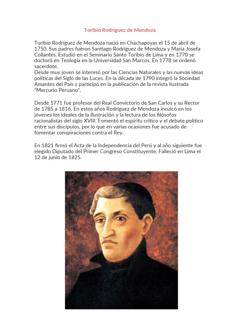 Toribio Rodríguez de Mendoza | PDF