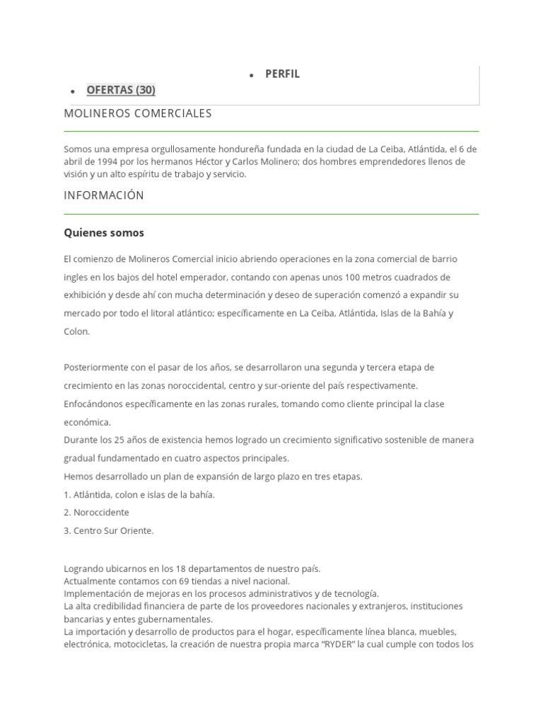 Molineros Comercial | PDF | Calidad (comercial) | Economias
