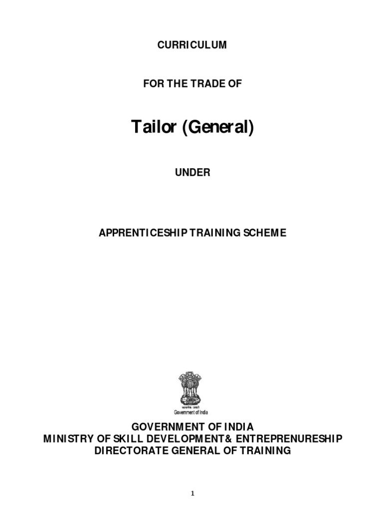 Tailor (General) | PDF | Apprenticeship | Entrepreneurship