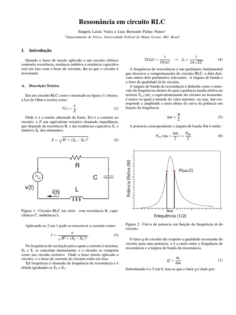 5 Ressonancia RLC | PDF | Rede elétrica | Energia elétrica