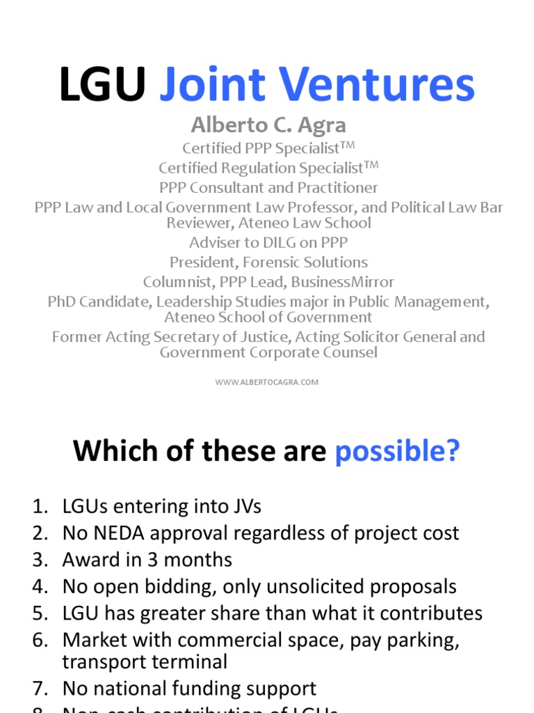 Lgu JV | PDF | Joint Venture | Public–Private Partnership