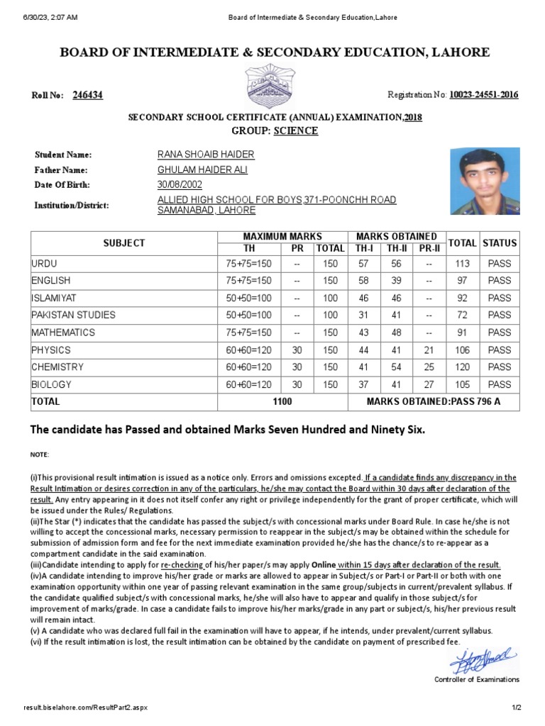 Matric | PDF | Educational Stages