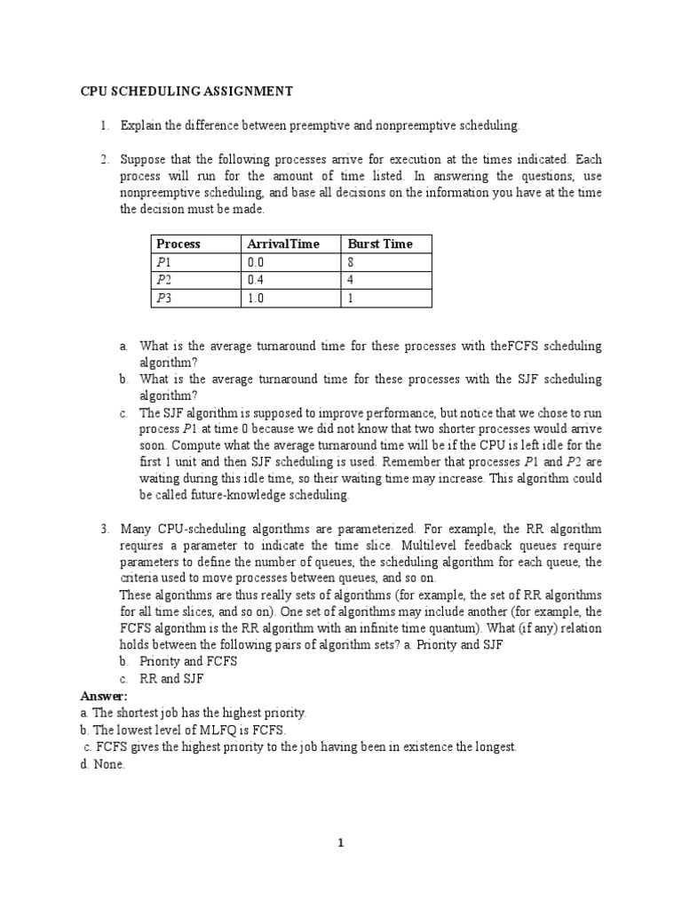 CP 226 Cpu Scheduling Assignment | PDF | Scheduling (Computing) | Theoretical Computer Science