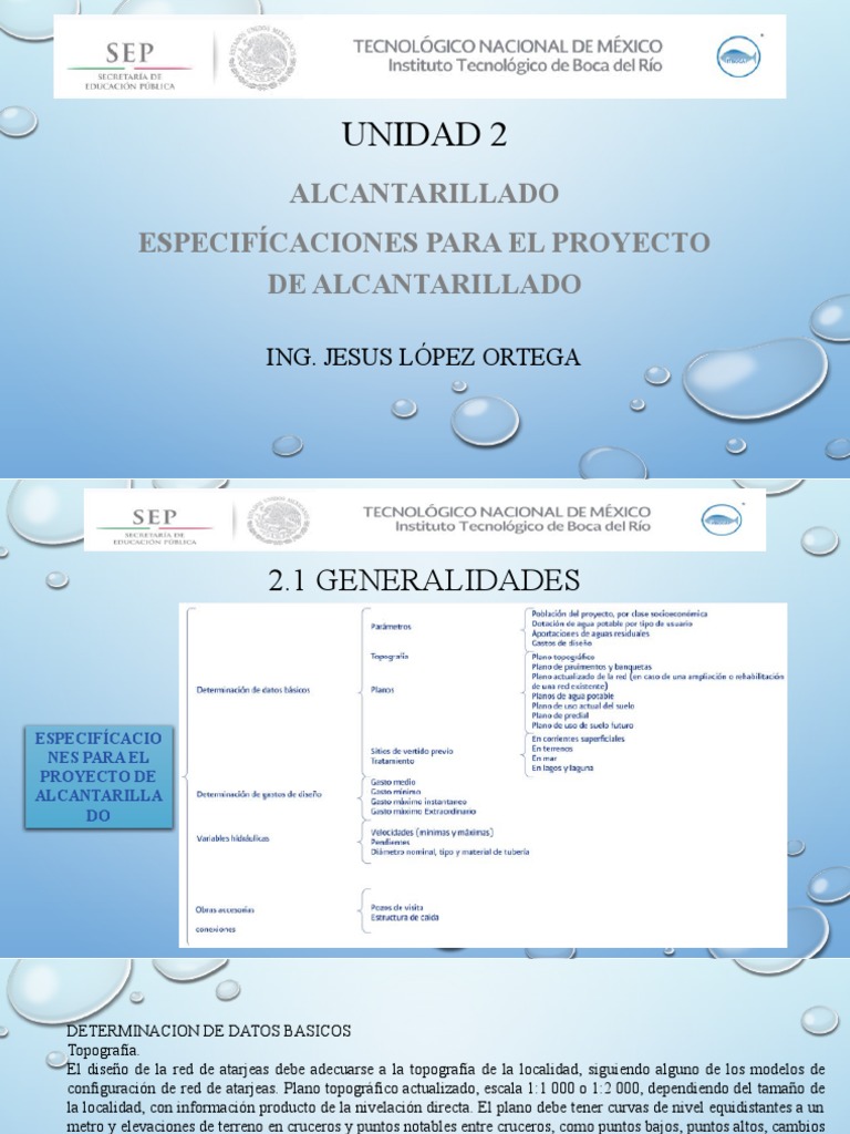 UNIDAD 2-Especificaciones para El Proyecto de Alcantarillado | Descargar gratis PDF ...