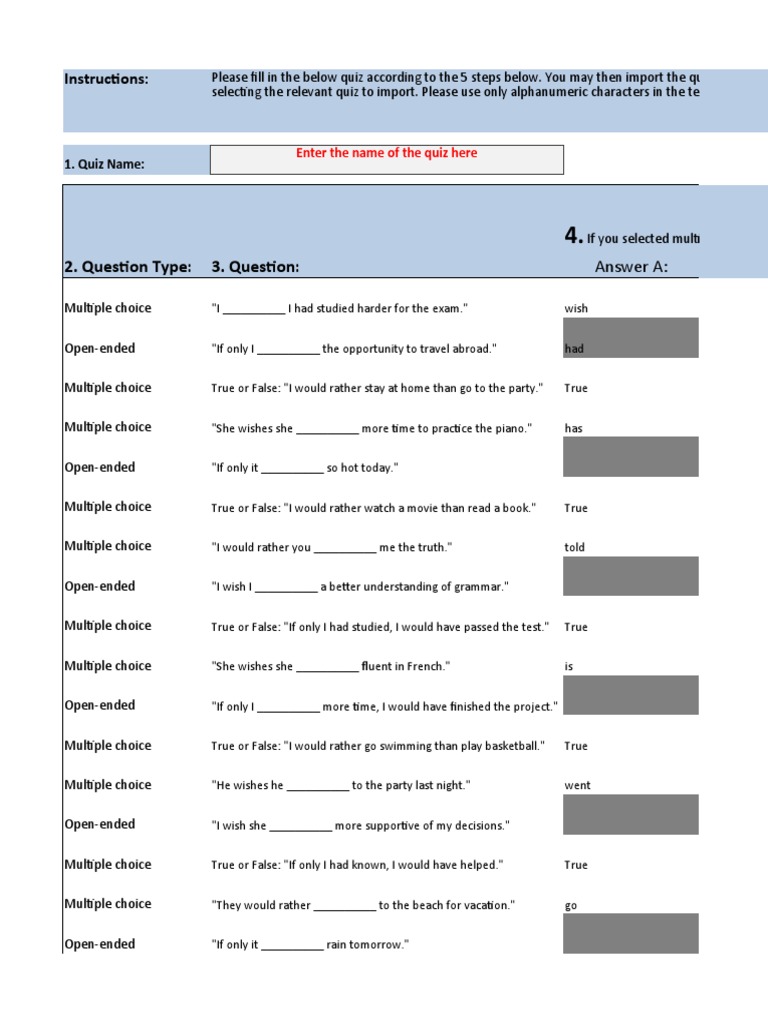 Socrative Quiz Template | PDF | Multiple Choice | Evaluation Methods