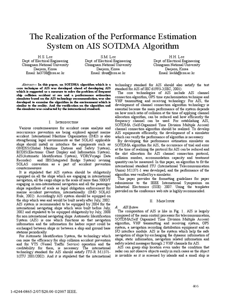 The Realization Of The Performance Estimation System On Ais Sotdma Algorithm Pdf Simulation