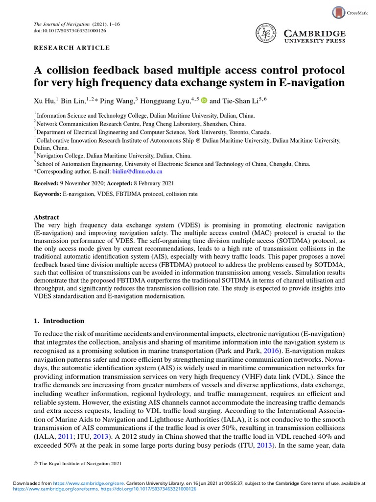 A Collision Feedback Based Multiple Access Control Protocol For Very High Frequency Data ...