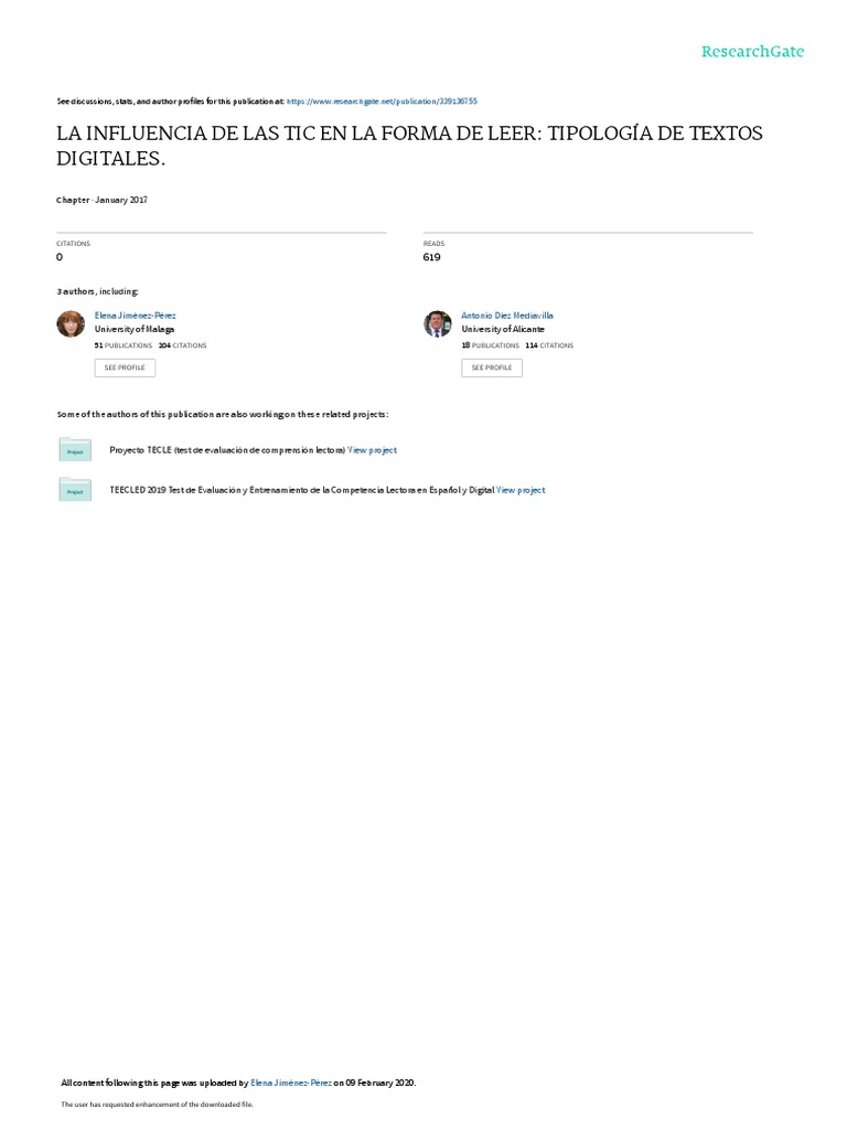 La Influencia de Las Tic en La Forma de Leer: Tipología de Textos Digitales | PDF | Tecnología ...