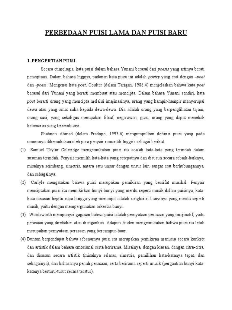 Perbedaan Puisi Lama Dan Puisi Baru | PDF
