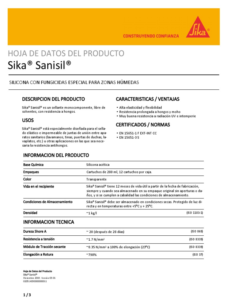 sika_sanisil_ (1) | PDF | Química | Ciencias fisicas