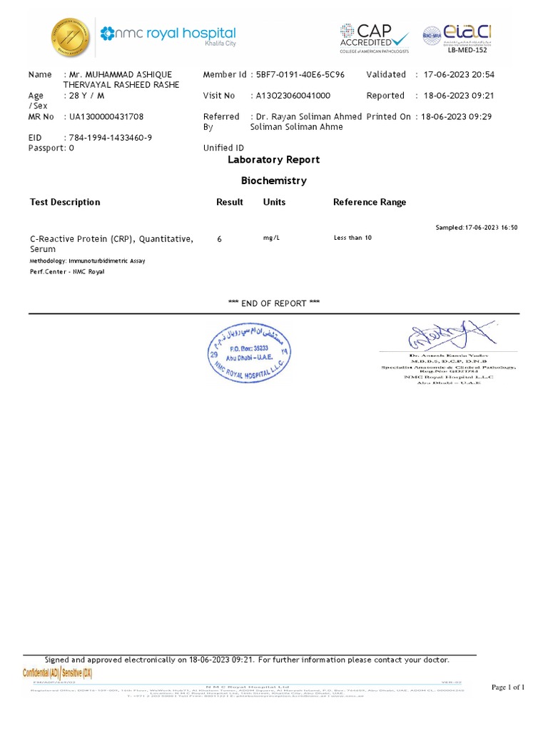C-Reactive Protein (CRP), Quantitative, Serum | PDF