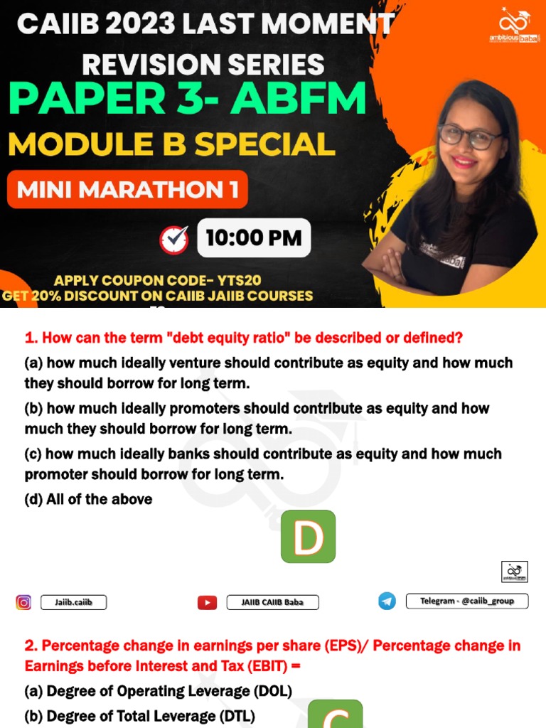 CAIIB ABFM Module B Mini Marathon 1 | PDF | Leverage (Finance) | Trade