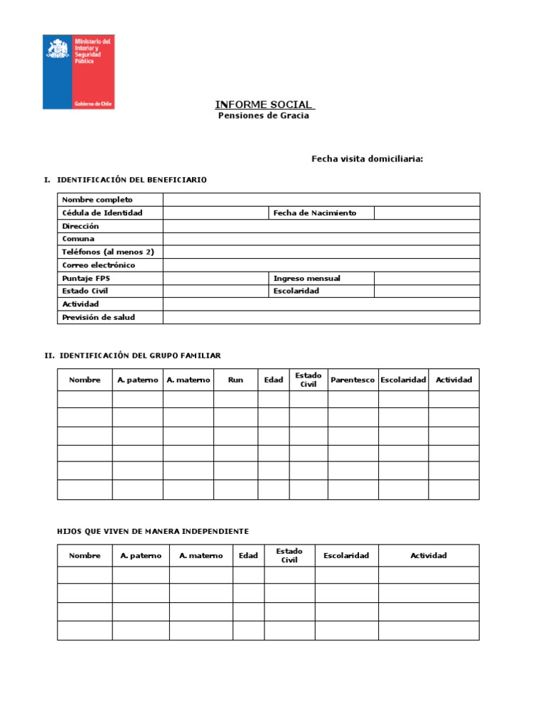 Modelo de Informe Social 3 | PDF | Pensión | Trabajo Social