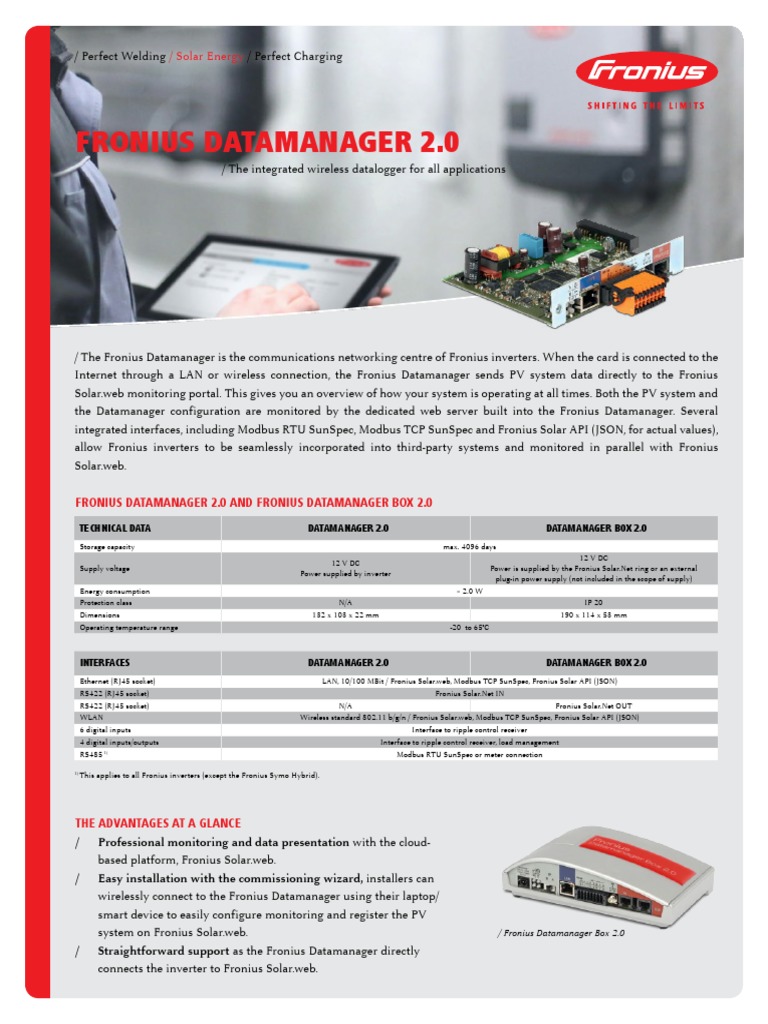 SE DS Fronius Datamanager 2 0 en CA | PDF | Wireless Lan | Network Socket