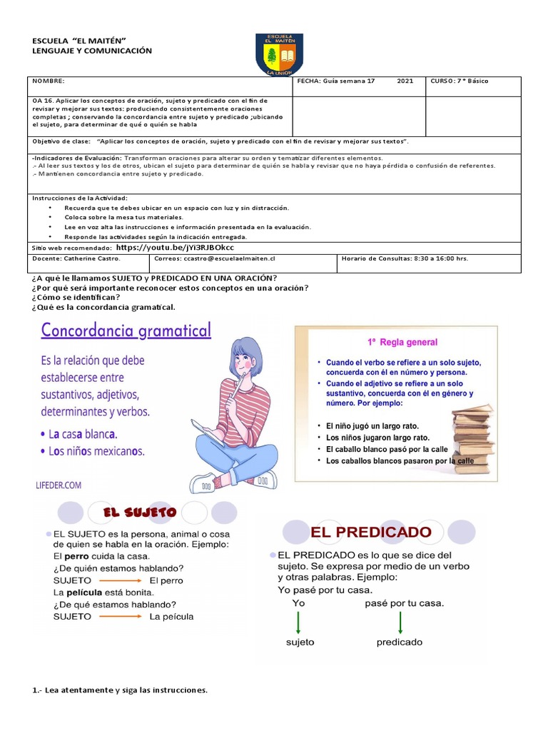 Oraciones para niños de primaria | PDF | Asunto (gramática) | Predicado ...