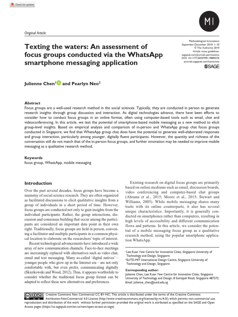 Chen Neo 2019 Texting The Waters An Assessment of Focus Groups Conducted Via The Whatsapp ...