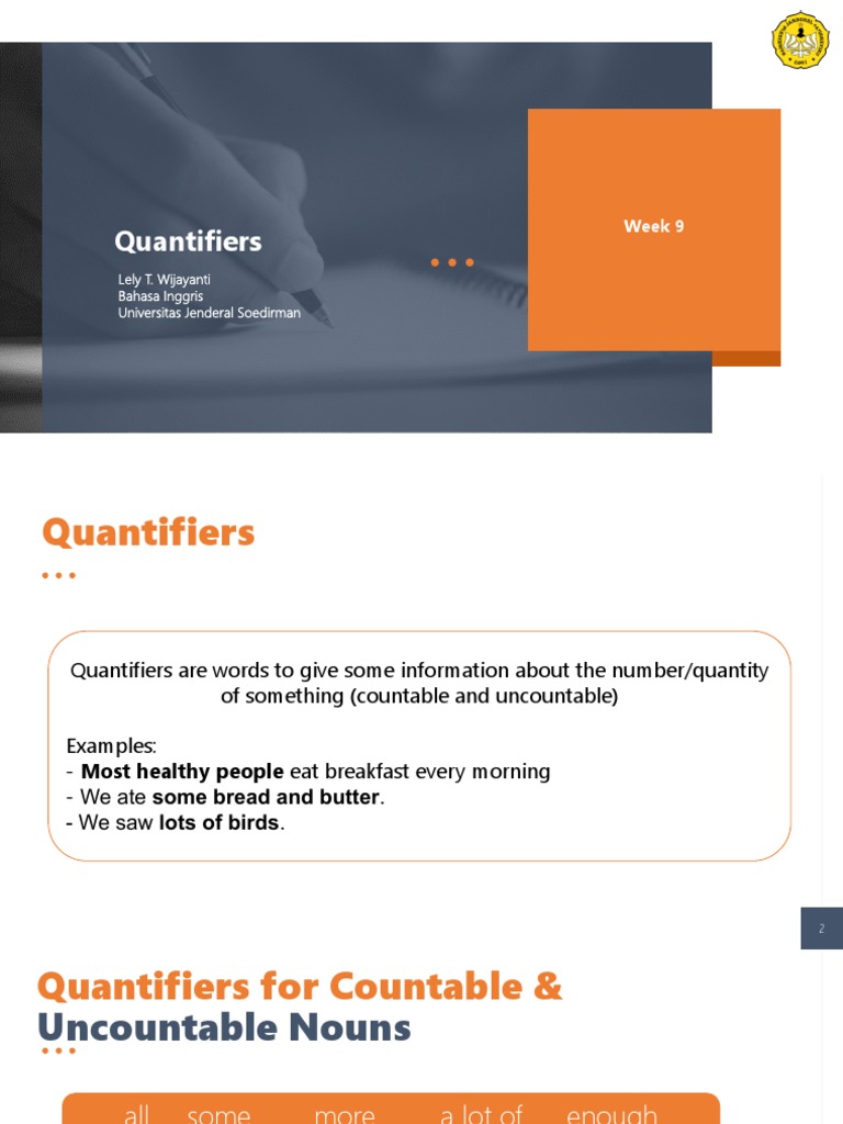 Week 9-Quantifiers | PDF | Grammatical Number | Noun