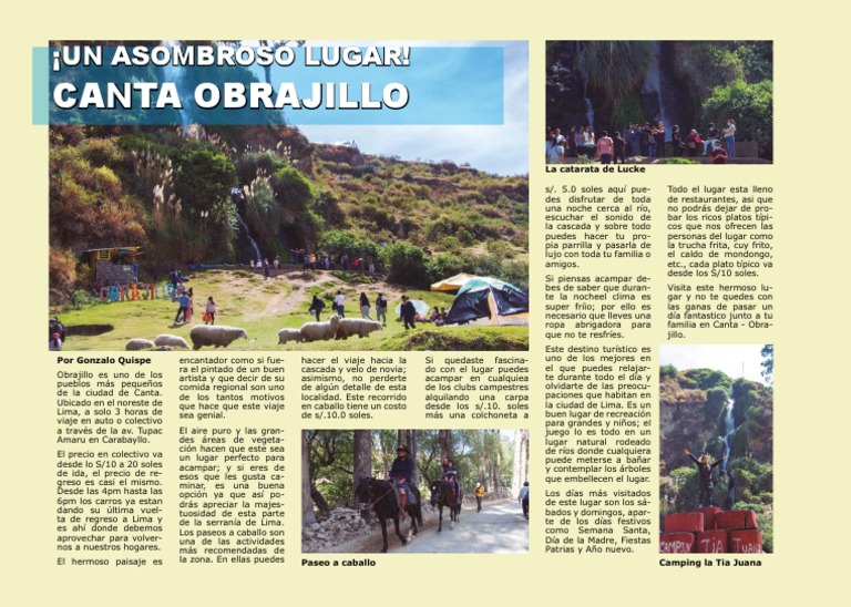 Obrajillo, Canta Un Lugar para Visitar | PDF